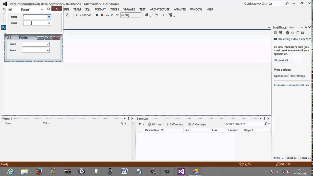 cara menambahkan item combobox tanpa database di vb net - YouTube