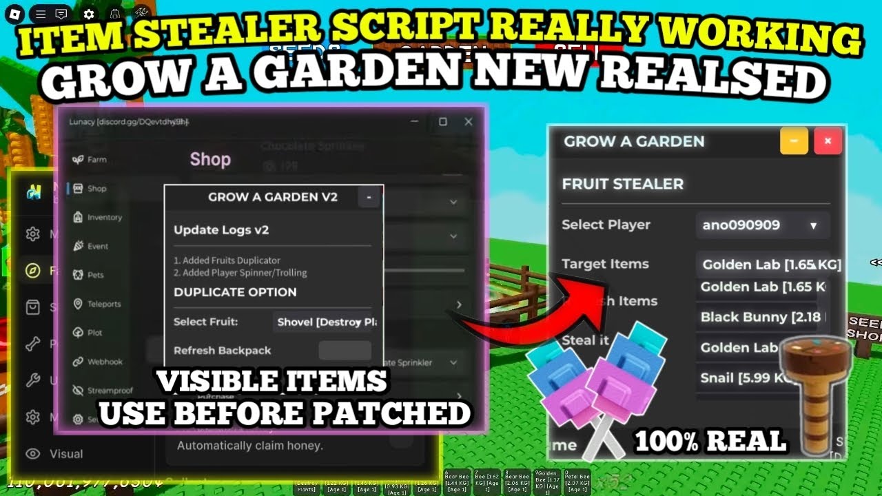[NEW] Grow A Garden Script : Now Steal Real Items (Seeds , Fruit , Pets ...