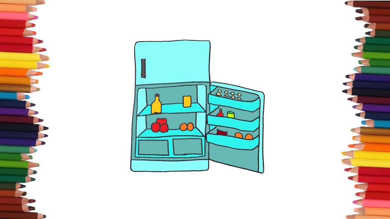como dibujar un refrigerador abierto | Dibujos faciles - YouTube