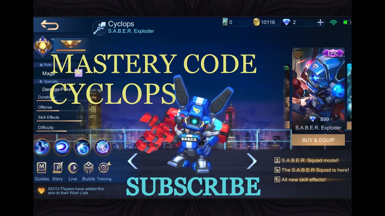 MASTERY CODE: CYCLOPS - AGGREGATE STARLIGHT | MOBILE LEGENDS - YouTube