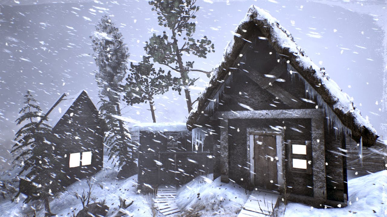 Blizzard in a Mountain Village for sleeping 10 hours - YouTube