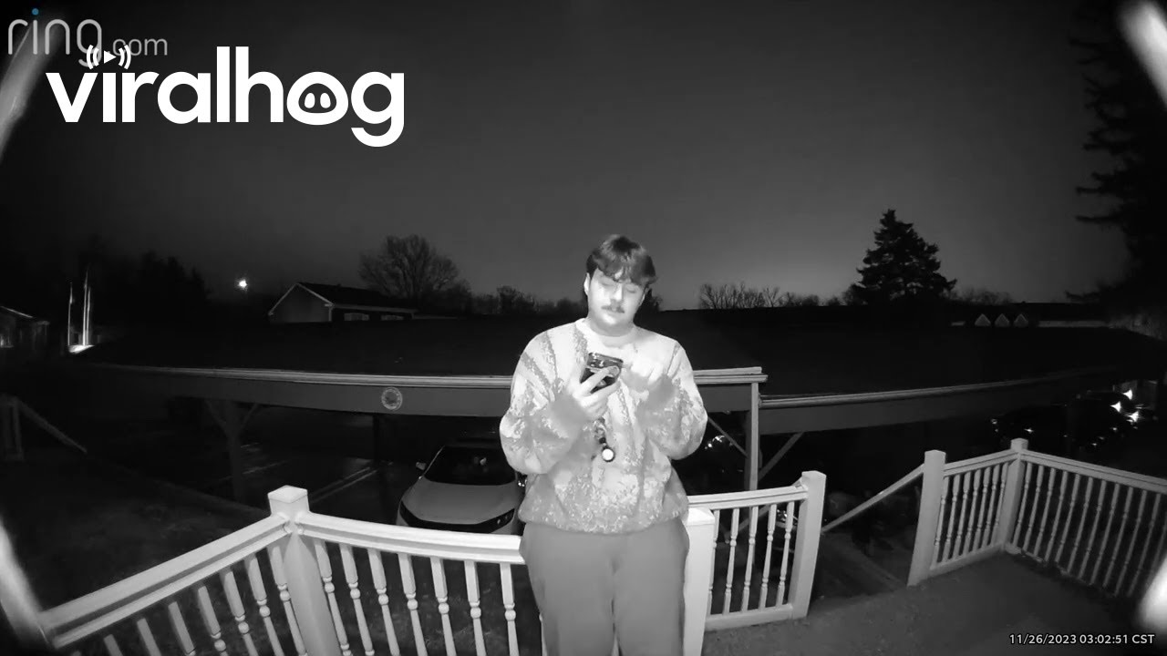 Doorbell Camera Captures Drunk Guy Falling Over Railing || ViralHog ...