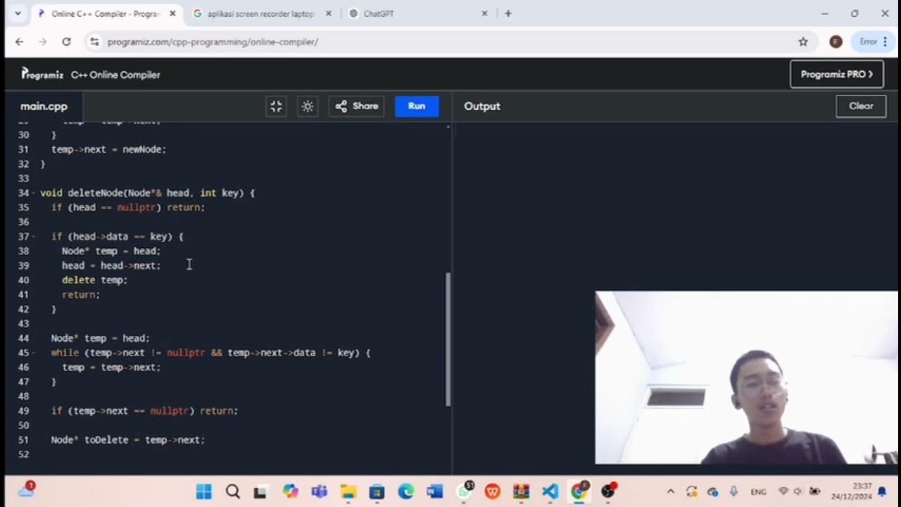 Tugas UAS Praktikum Pemrograman Dasar Linked list Fikri Ahmad Ramdani 1247050003 - YouTube