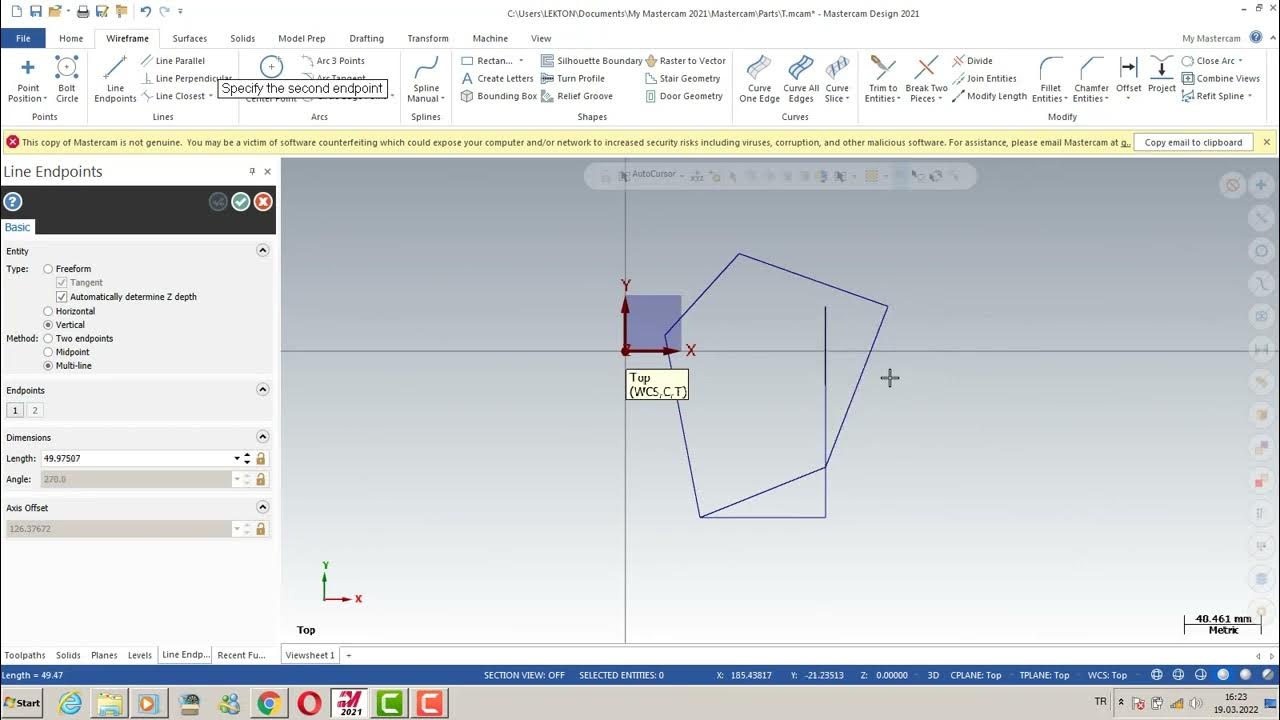 Mastercam in A minute Multi Line - YouTube