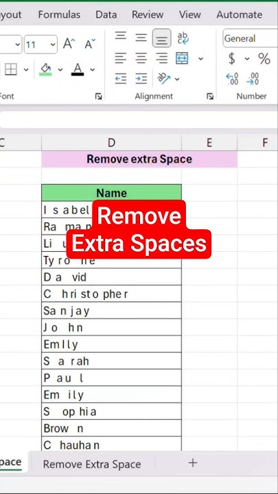 Remove Extra Spaces in Excel ! | Excel/Google Sheets Trick | #shorts ...