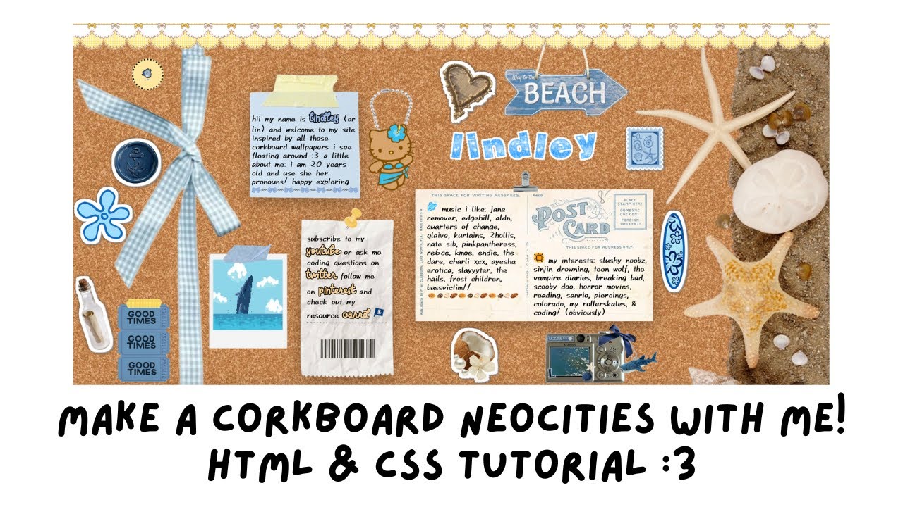 make a corkboard neocities with me - html & css tutorial! - YouTube