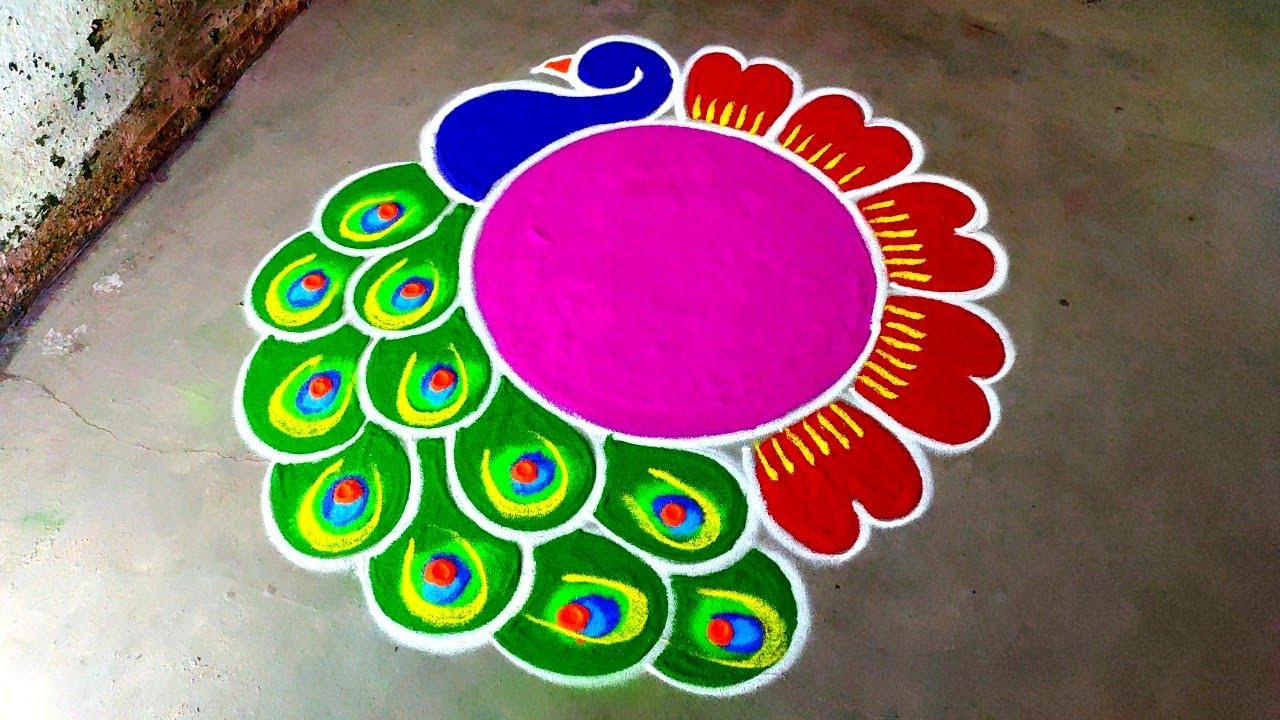 New year 2024 simple mayil kolam|new year Rangolidesigns|newyear ...
