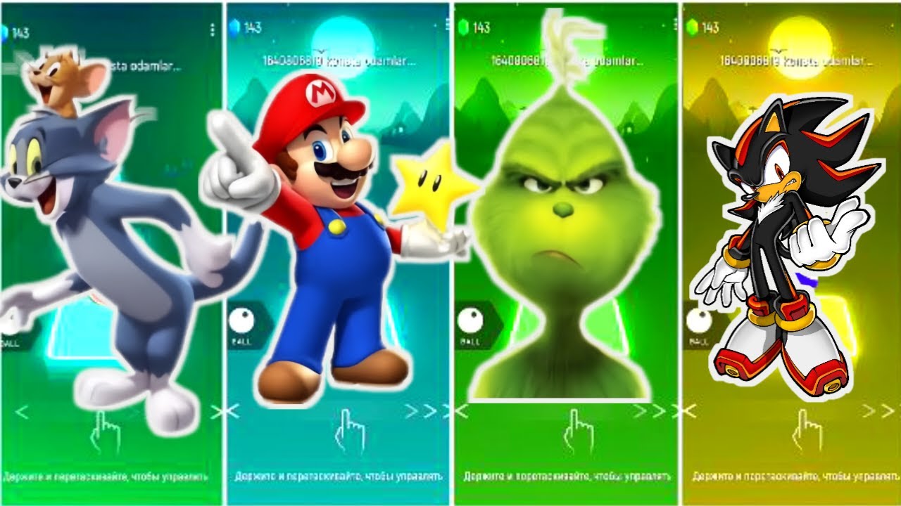 Tom vs Jarry 🆚 Mario 🆚 Grinch 🆚 Sonic | tiles hop EDM Rush - YouTube