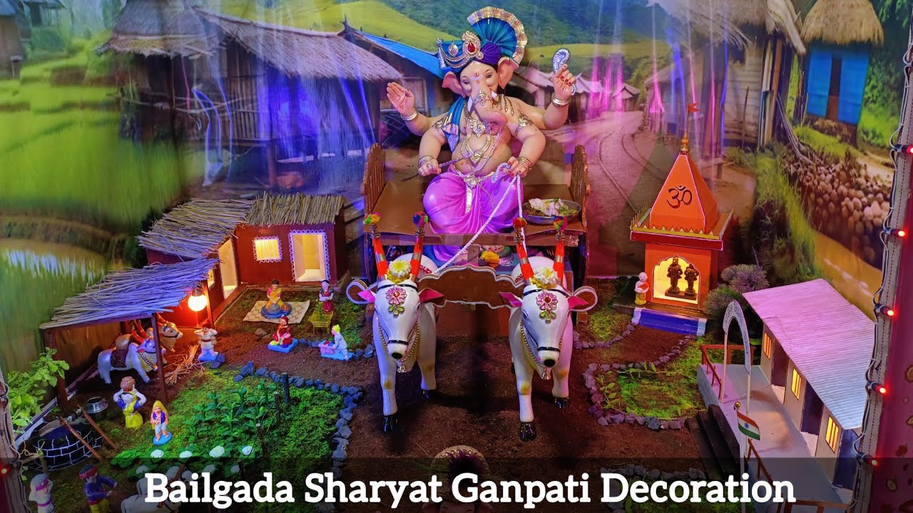 बैलगाडी शर्यत देखावा | Bailgadi Ganpati Decoration | eco friendly ...