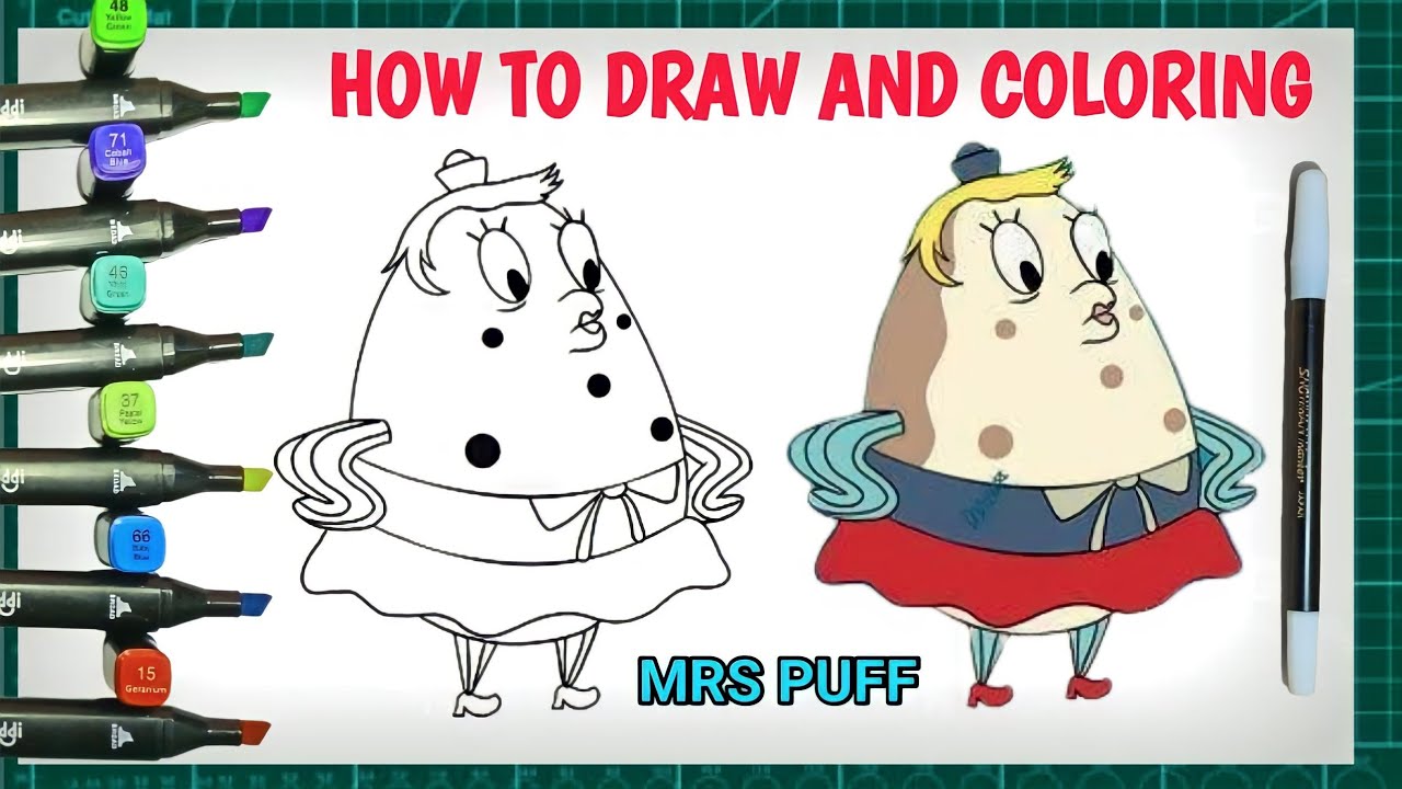 CARA MENGGAMBAR DAN MEWARNAI NYONYA PUFF || SpongeBob SquarePants - YouTube