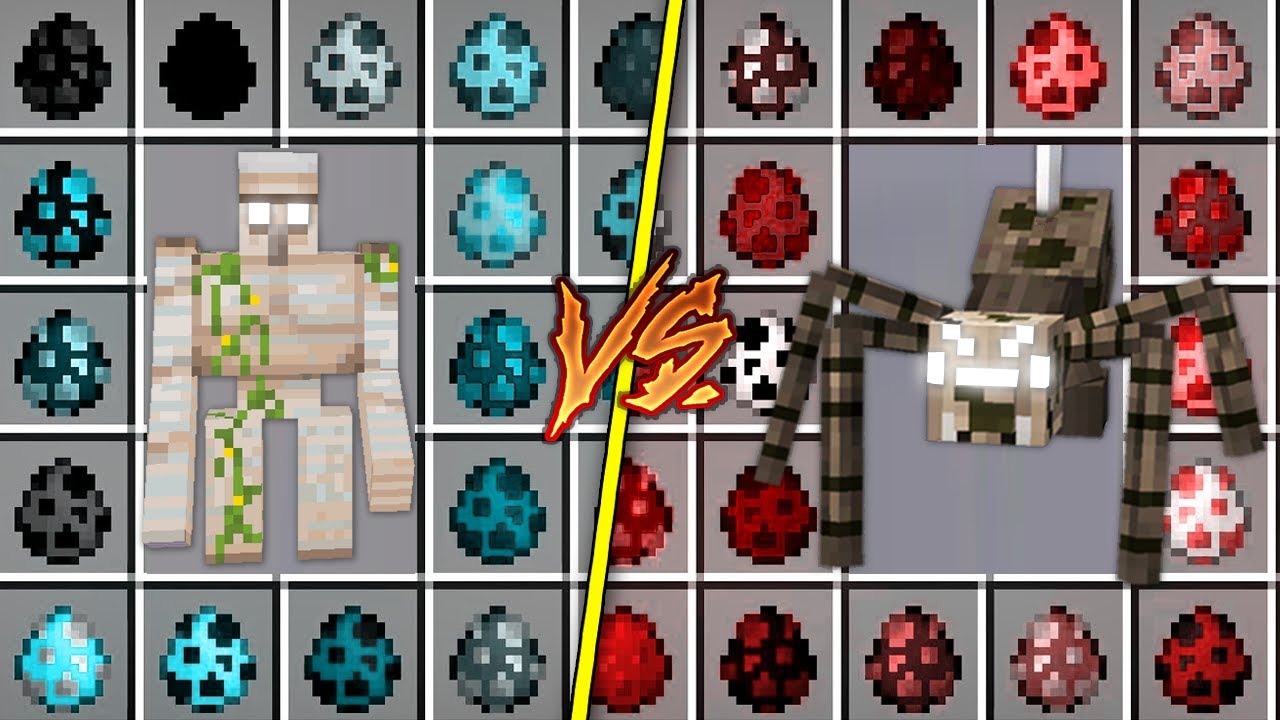 SPIDER MUTANT HEROBRINE EGGS vs GOLEM HEROBRINE EGGS ZOMBIE ENDERMAN ...