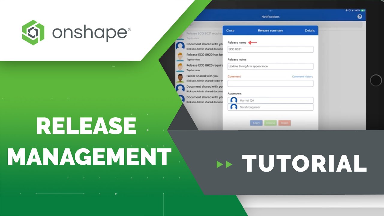 Release Management Interface on Onshape Mobile - YouTube