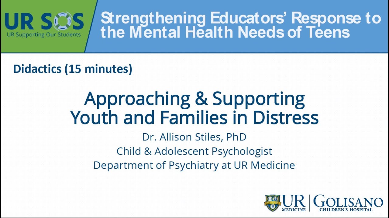 Approaching & Supporting Families of Youth in Distress - YouTube
