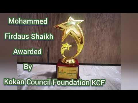 Mohammed Firdaus Shaikh - Awarded by KCF - YouTube