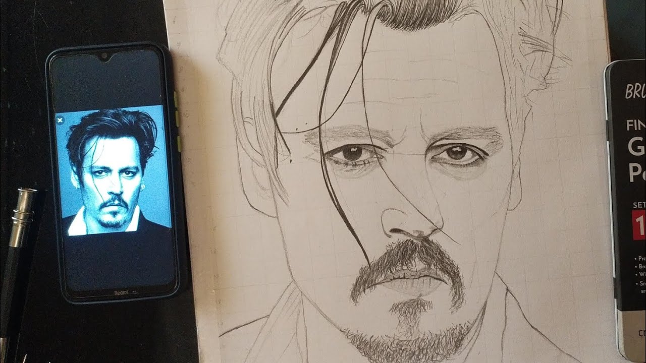 Johnny Depp OUT LINE drawing #johnnydepp - YouTube
