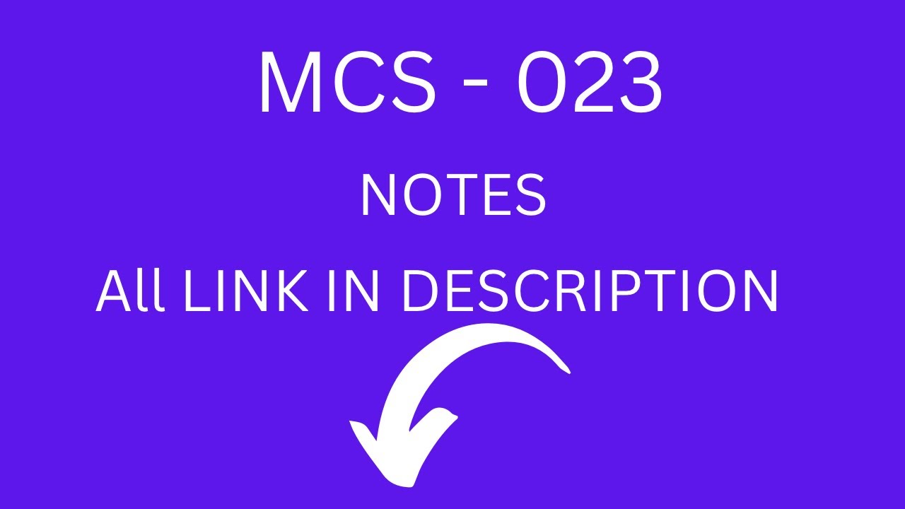MCS 23 Notes Ignou in Pdf @JY2.0 - YouTube
