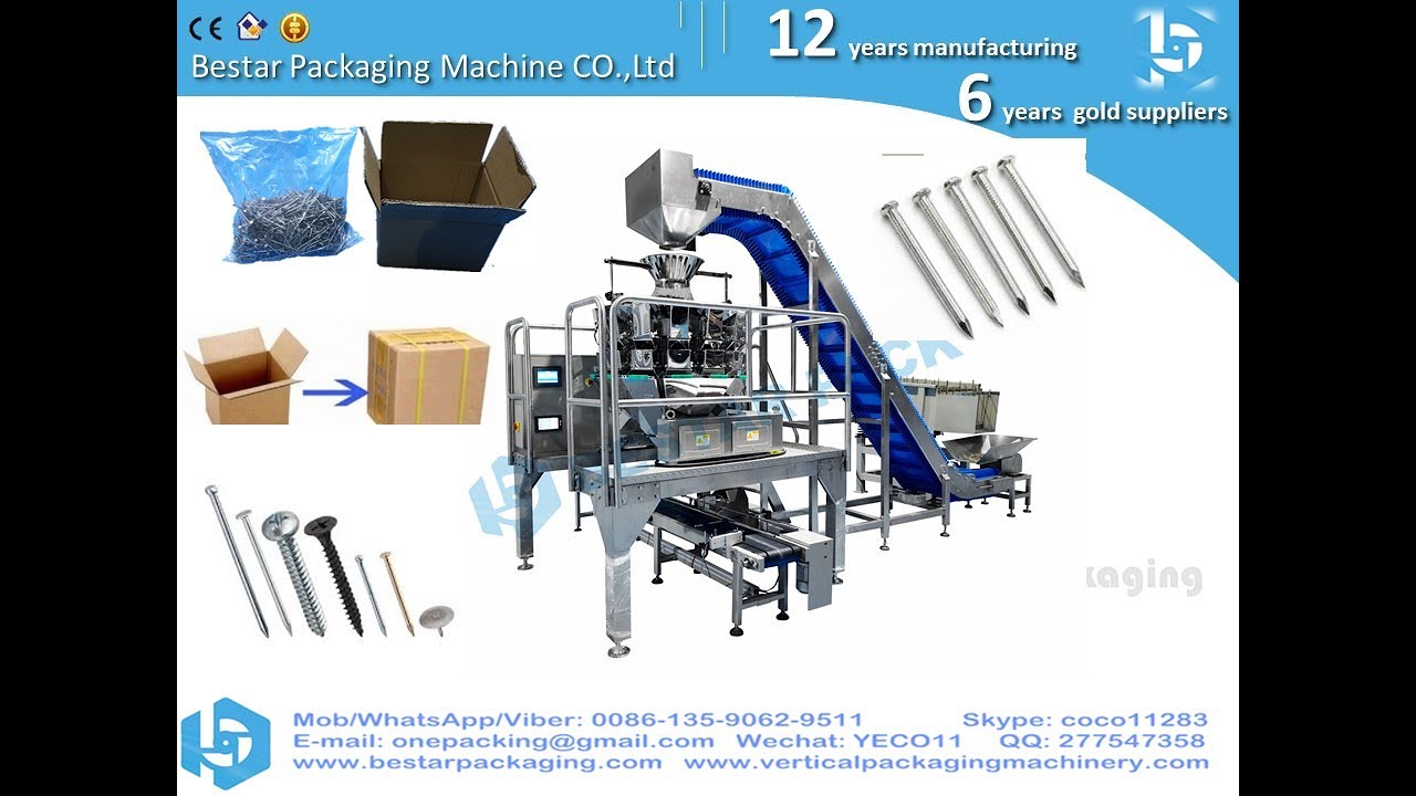 How to pack 5-20kg nails into cartons by Bestar automatic hardware ...