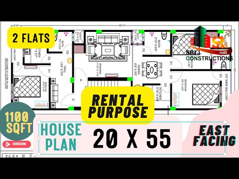 20 x 55 House plan 1100 Square feet House Plan | Ghar ka naksha 20 by ...