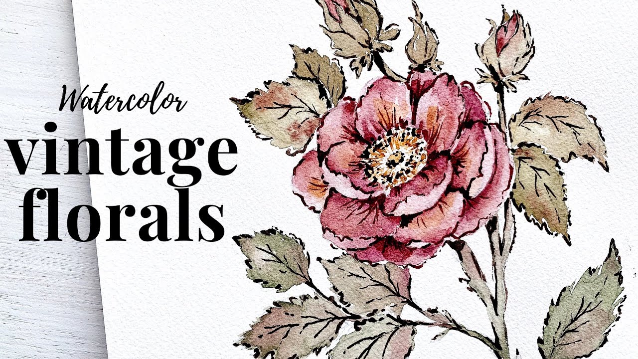 Vintage florals with letter sparrow watercolor paints - YouTube