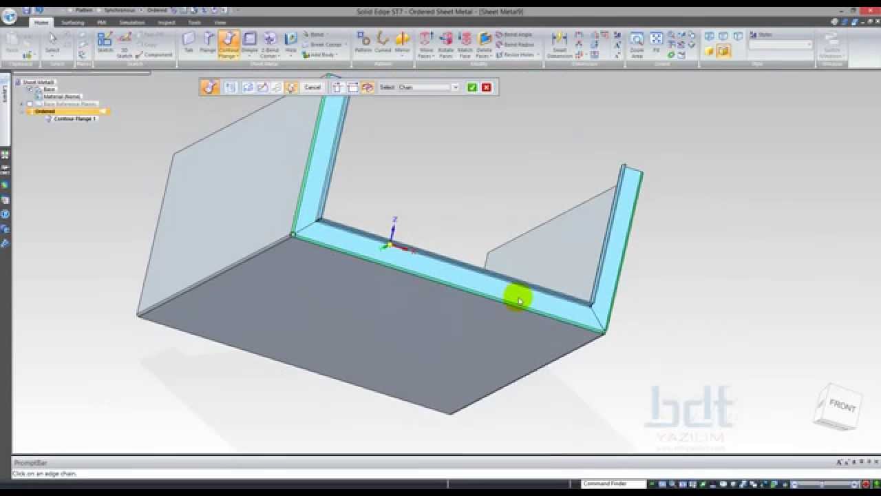 Solid Edge ST7 - Sac Metal Eğitimleri -2- Counter Flange Komutu - YouTube