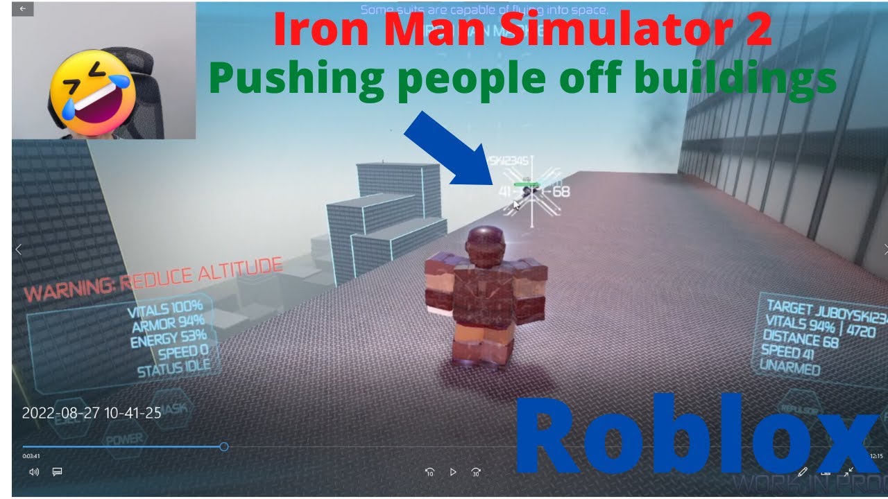 Liam played Roblox game - Ironman Simulator 2 with his dad - Pushing ...
