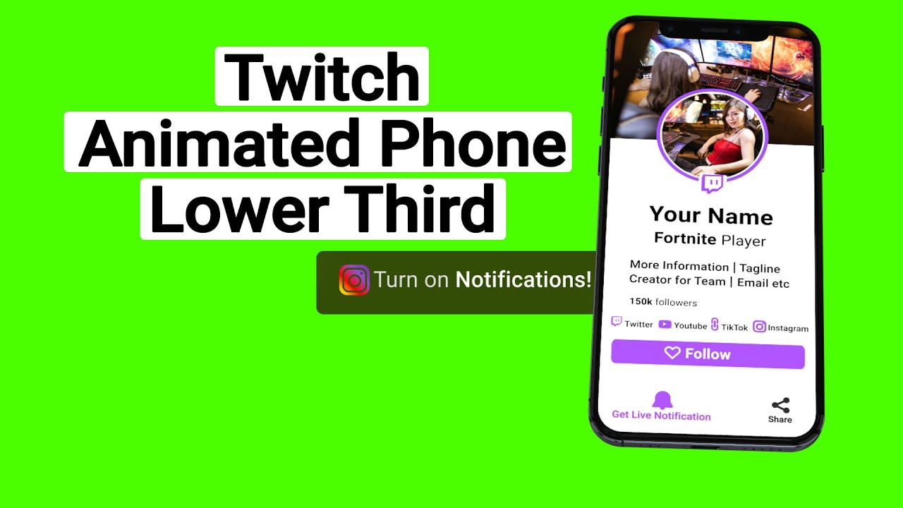Twitch Animated Phone Lower Third Follow button Animation | Best for ...