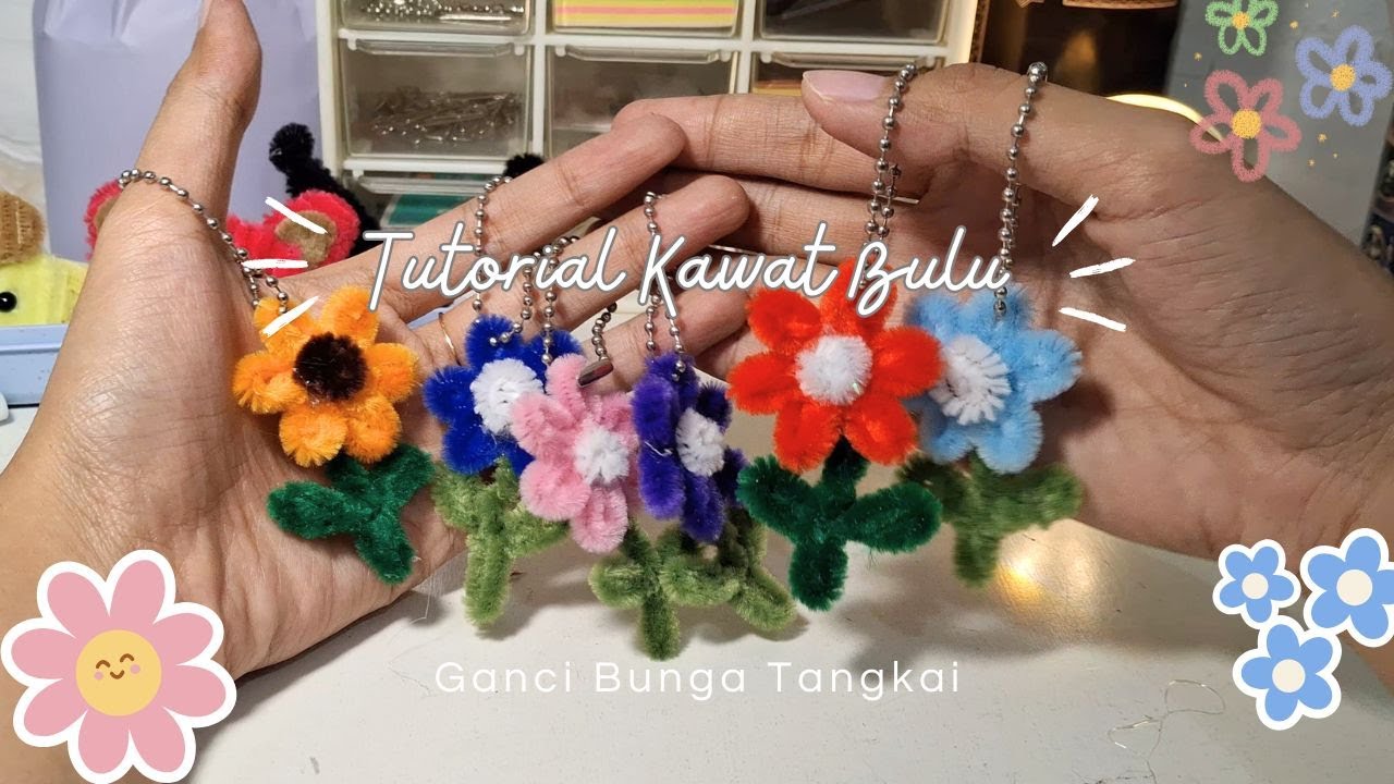 TUTORIAL KAWAT BULU (#7) Ganci bunga tangkai - YouTube
