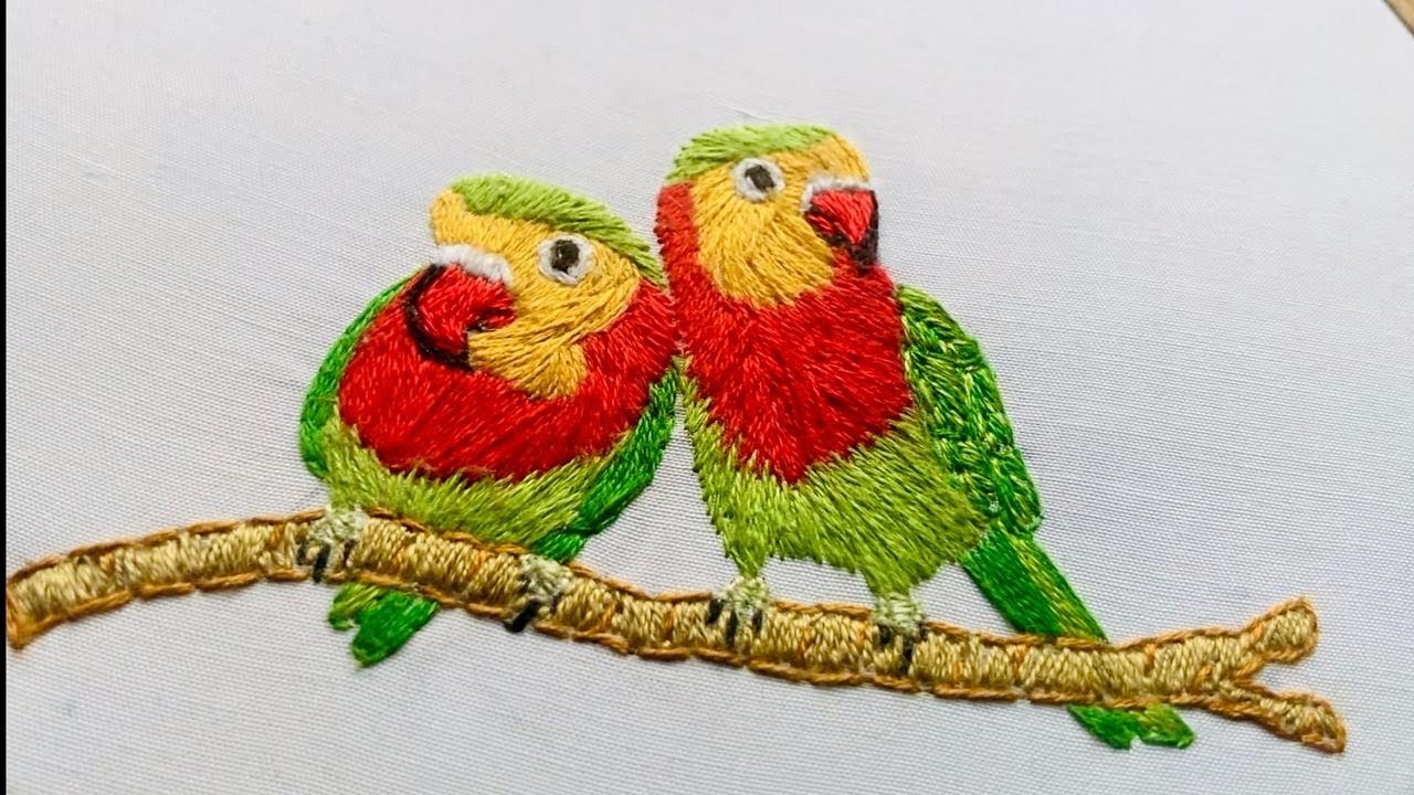 Parrot Hand embroidery 🪡 🦜 | Loving birds embroidery | Tips world ...