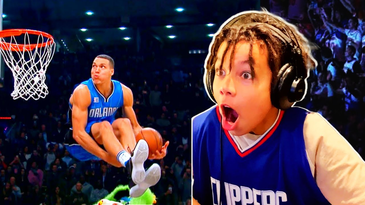 Kid basketball player REACTS to most creative DUNKS in NBA Slam Dunk ...
