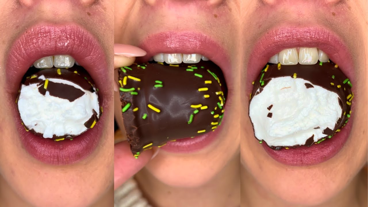 Satisfying Lips Eating Chocolate Éclaire With Loverly Mouth Sounds | 먹방 ...