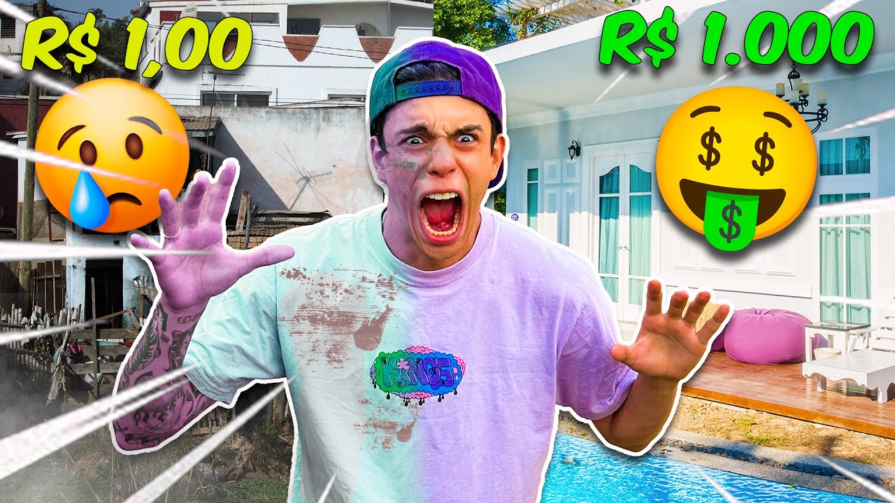 24HRS NO QUARTO DE R$ 1,00 | R$ 100,00 & R$ 1.000! *achamos um RATO ...