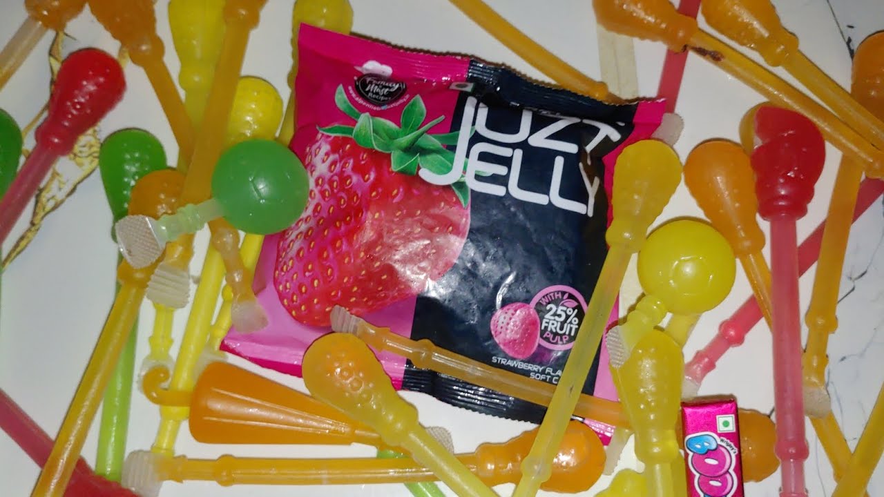 Very yummy big stick jelly and alpenliebe Just jelly - YouTube