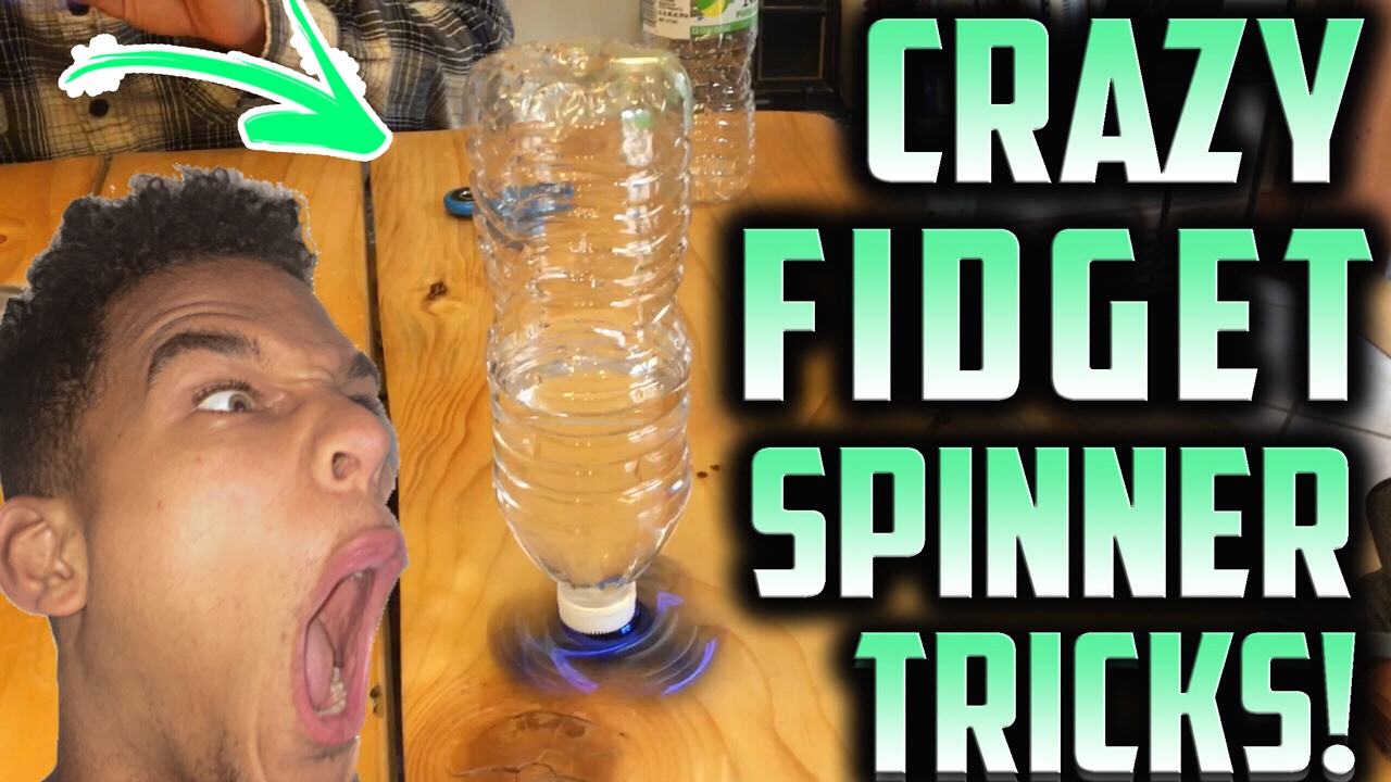 WATER BOTTLE FLIP ON A FIDGET SPINNER!! (CRAZY DIY FIDGET SPINNER ...
