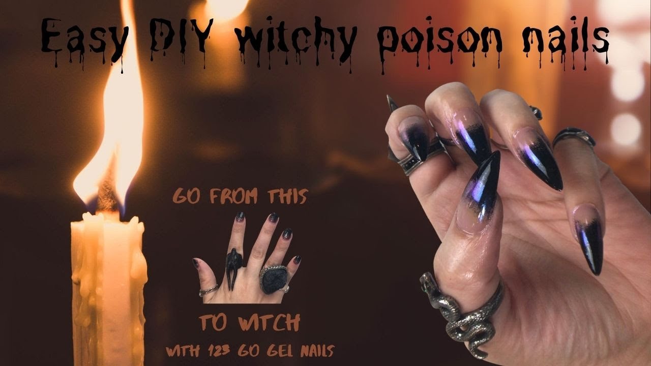 Easy DIY Witchy “Poison Dip” Gel Nails - YouTube