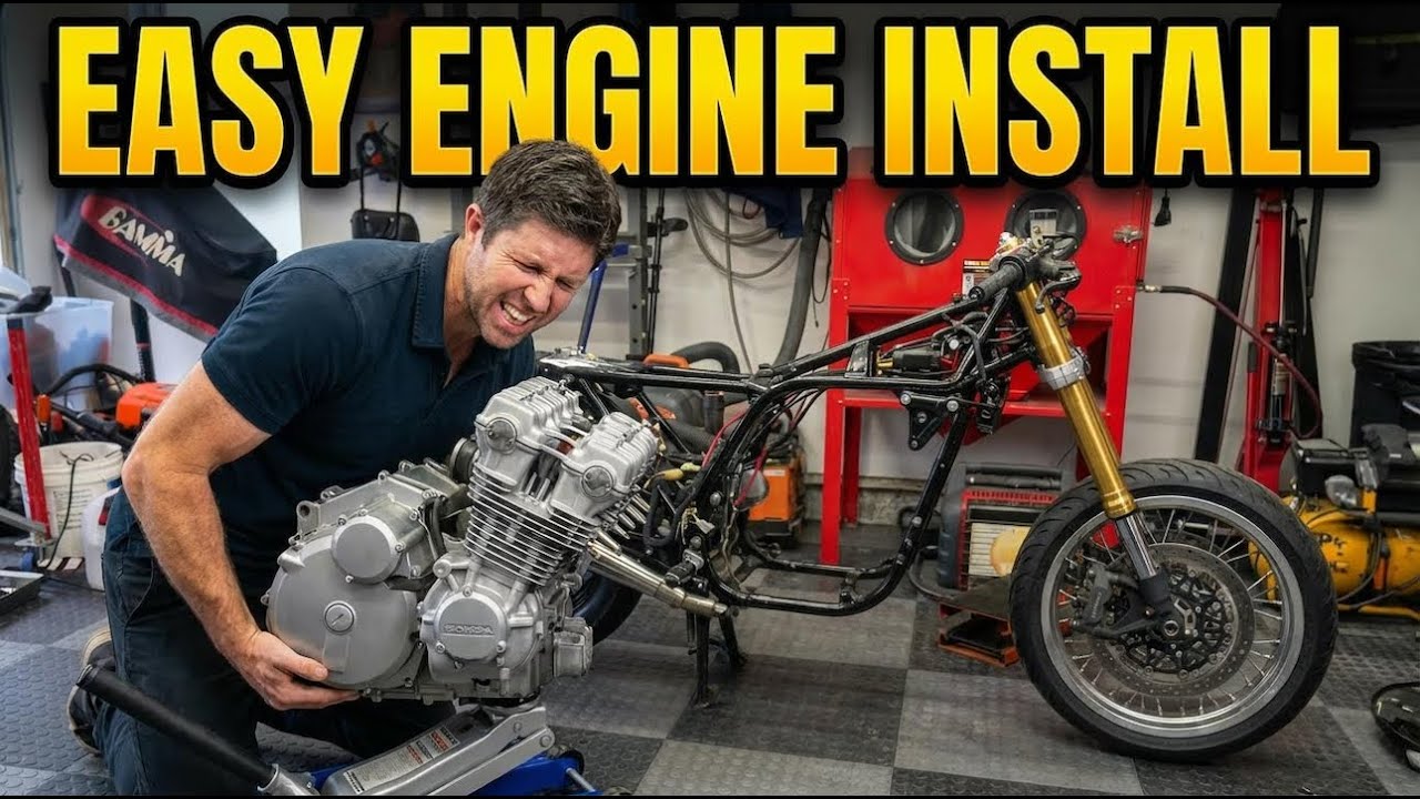 Motorcycle Engine Install on 1979 Honda CBX - YouTube
