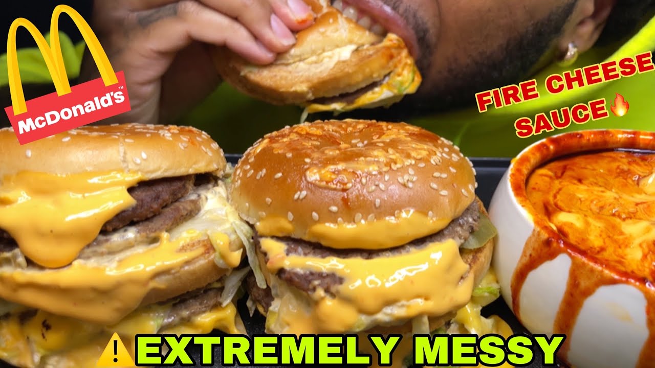 ⚠️EXTREMELY MESSY EATING🤤MCDONALDS DOUBLE BIG MAC,BACON BIG MAC FIRE ...