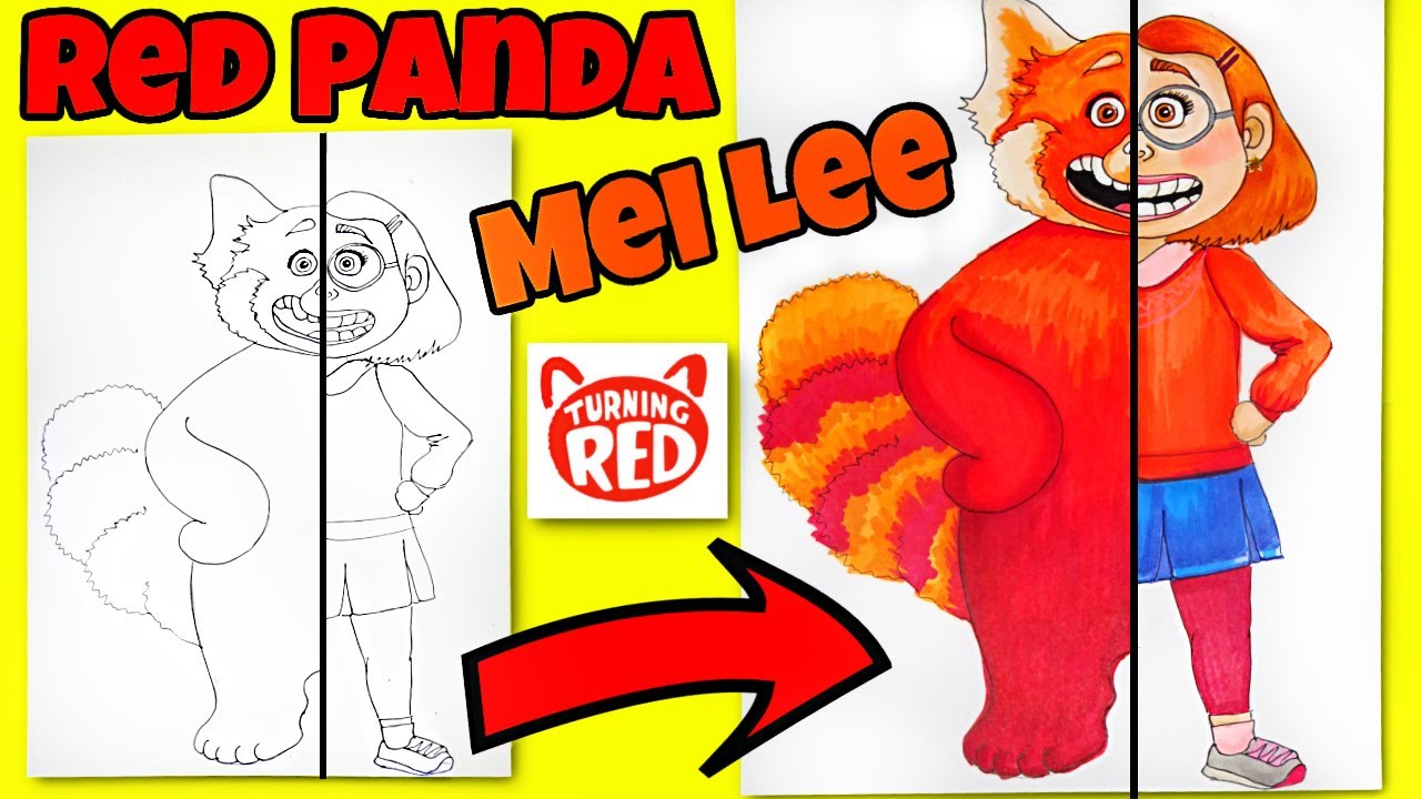 Disney Pixar Turning Red: Mei Lee and Red Panda Side by Side Drawing ...