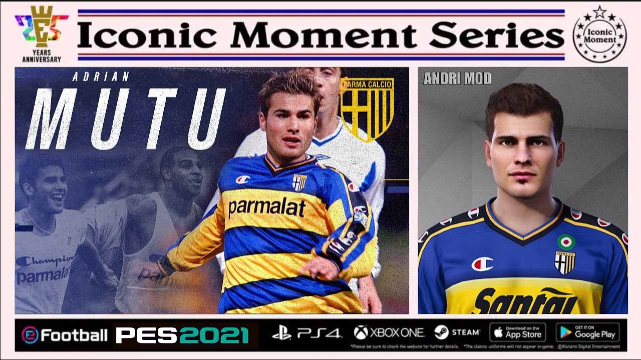PES 2021 - FREE DOWNLOAD FACE ADRIAN MUTU ( PARMA 2002/2003 ) - YouTube