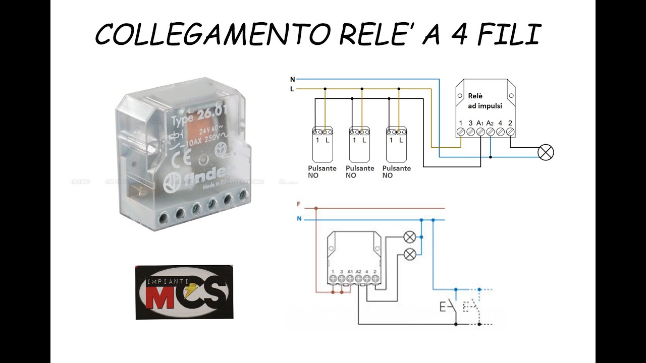 Collegare relè passo passo FINDER serie 26 - YouTube