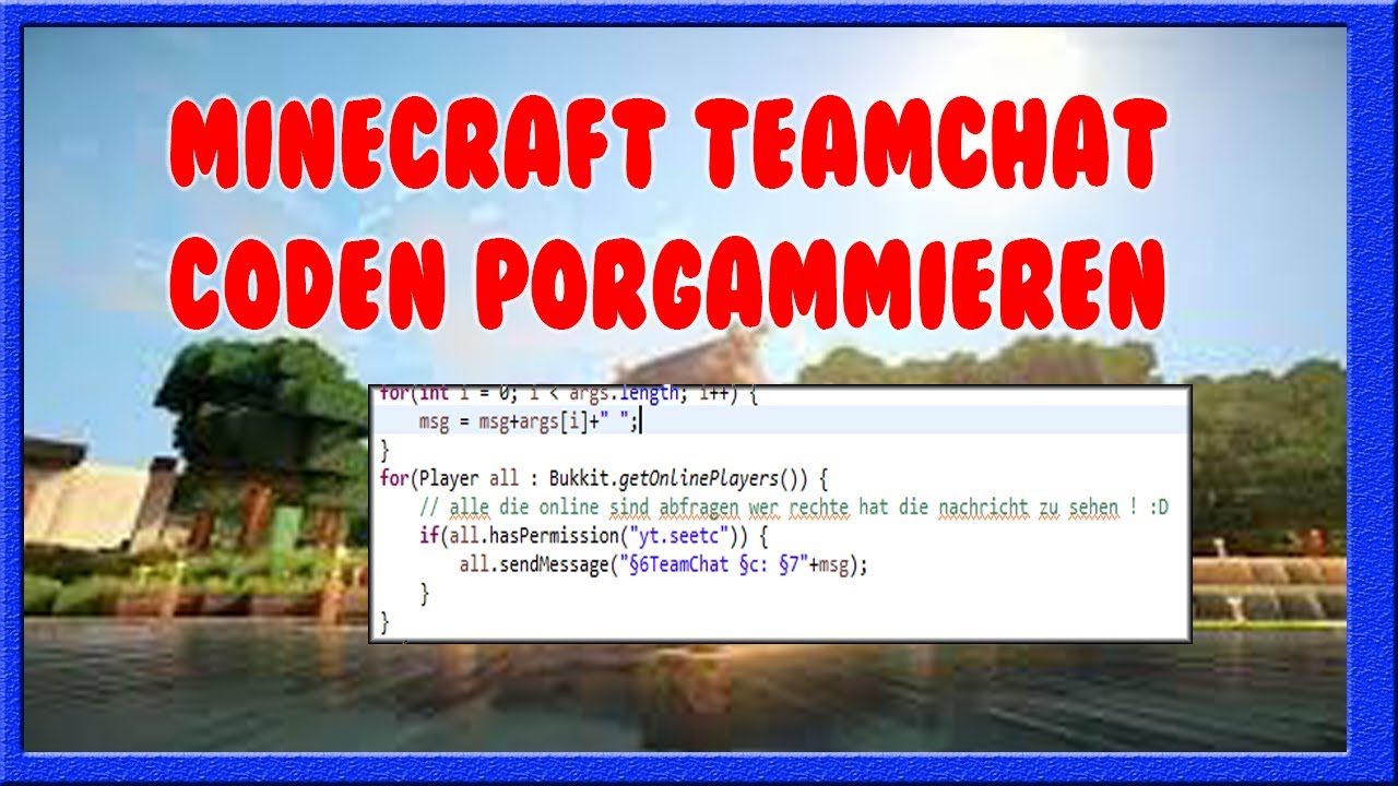 Minecraft TeamChat Plugin Programmieren Eigener Chat Deutsch |German [2020] - YouTube