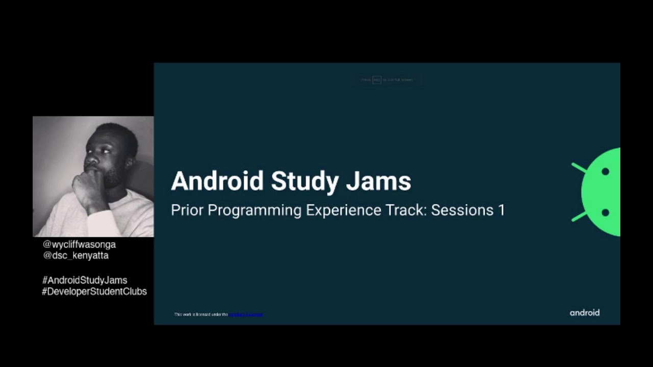 Android Study Jams: Prior Programming Experience Session 1 - YouTube