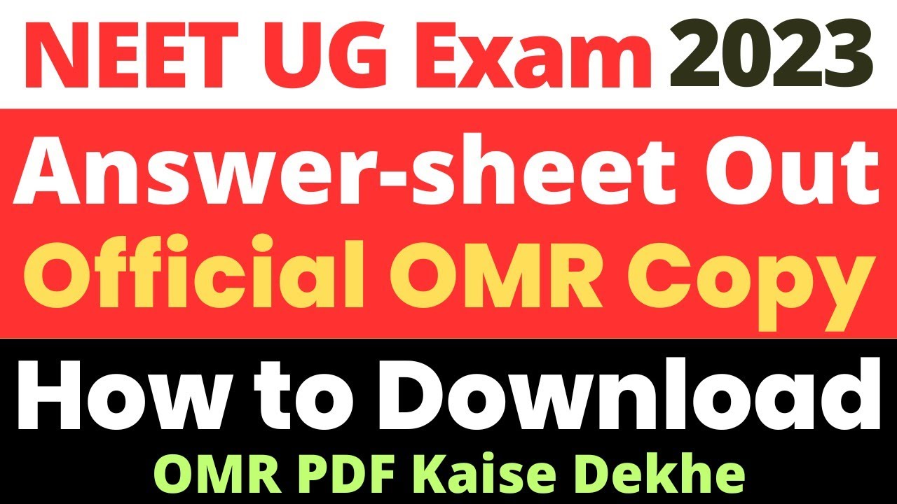 NEET UG 2023 Latest Update | Answer Sheet Released | NEET OMR Response ...