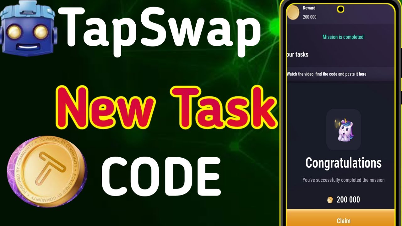 TapSwap New Task Mission CODE Updated | Earn Extra #BONUS || #TapSwap ...