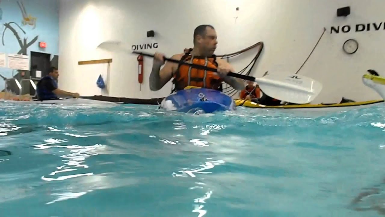 Working on a C to C roll - kayaking at Seacoast YMCA pool Portsmouth NH ...