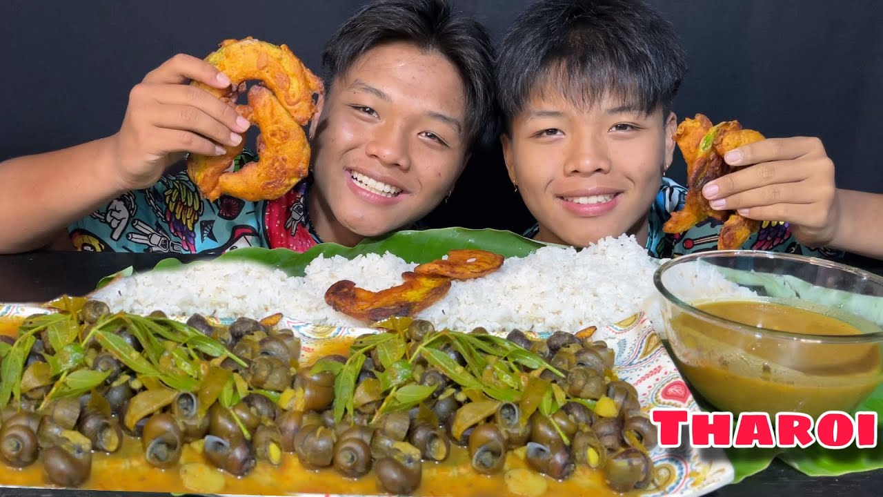 THAROI THONGBA (snail curry) || MAIREN BORA (pumpkin pakora)🔥🔥🔥# ...