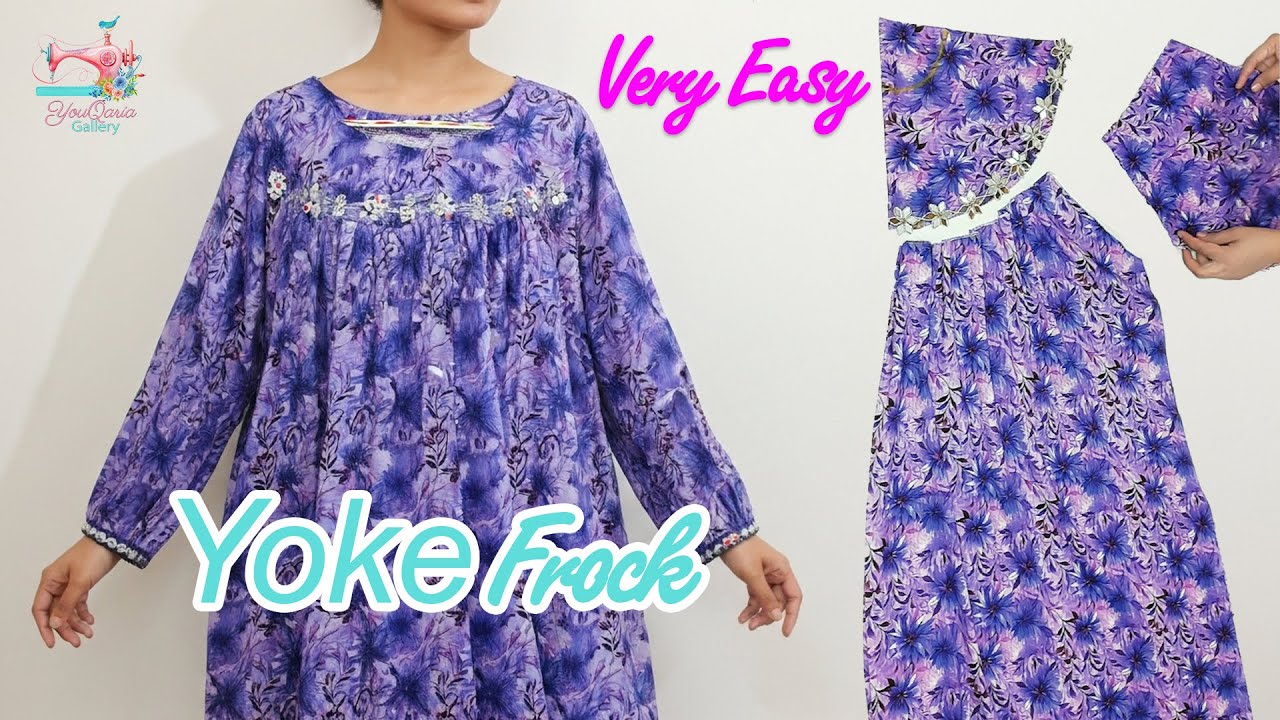 Very Easy Yoke Frock Cutting and stitching Step by step ️ Yoke Frock ...