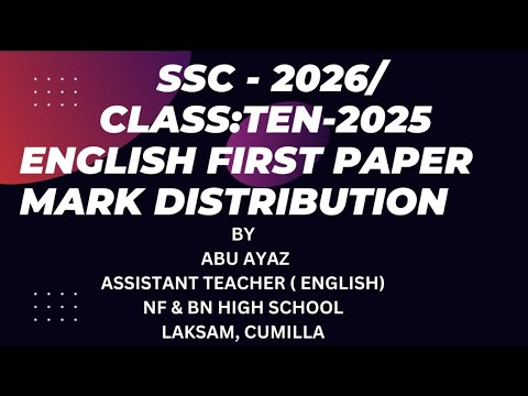 CLASS : TEN (2025) / SSC- 2026 ENGLISH FIRST PAPER QUESTION PATTERN AND ...