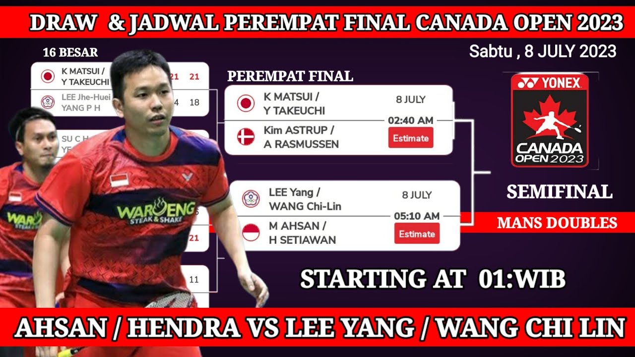 DRAW & JADWAL PEREMPAT FINAL YONEX CANADA OPEN 2023 | GANDA PUTRA | DAY ...