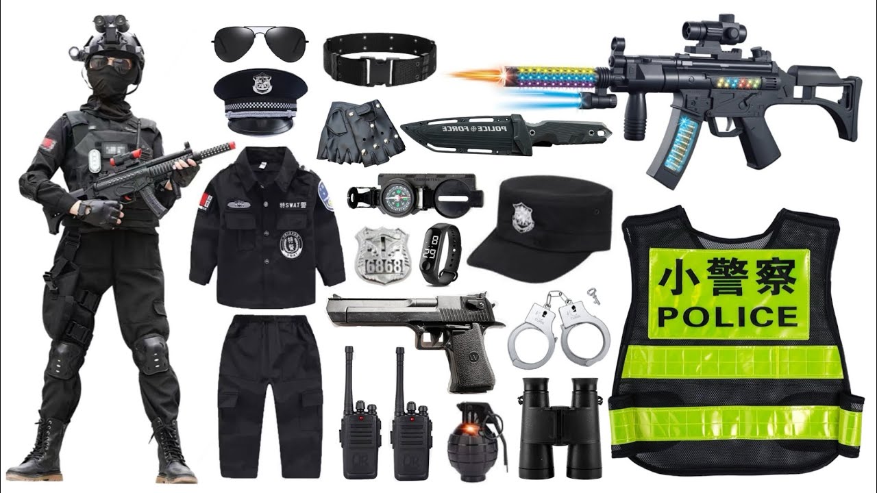 Special Police Weapons Toy set Unboxing-M416 guns, Gas mask, Glock ...