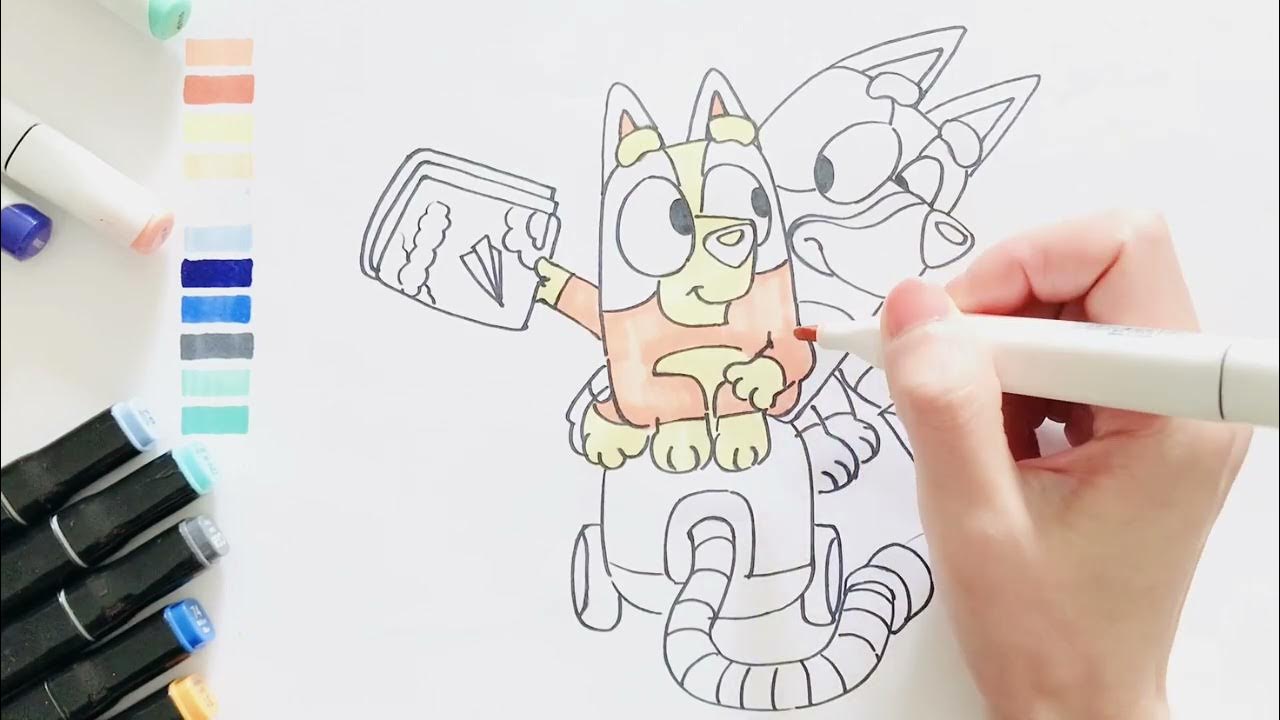 How to Draw A cute Bluey and Bingo in Funny Moments 🤩Easy drawing and ...